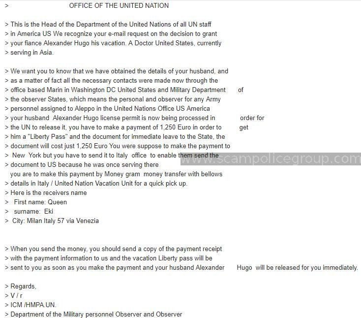 419 Scam/ Romance Scam: ALEXANDER HUGO - Scampolice Group