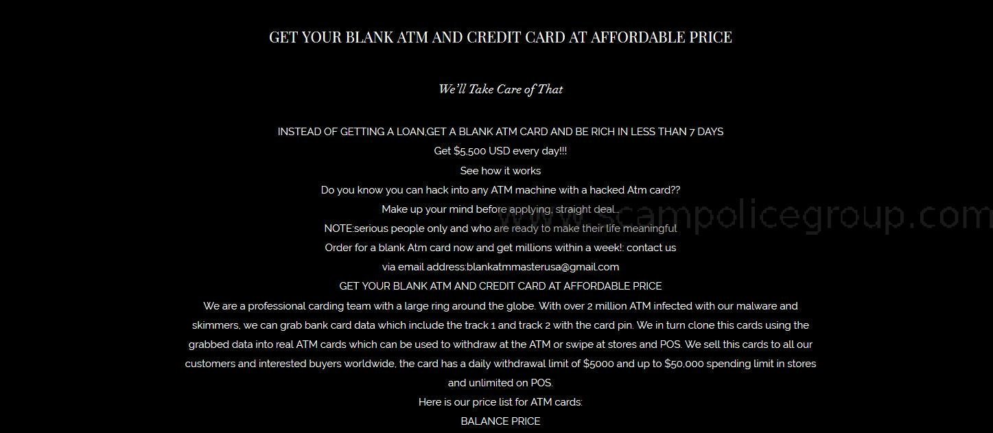 SPAM: Advance Fee Fraud/Phishing: BLANK ATM MASTER USA DATABASE ...