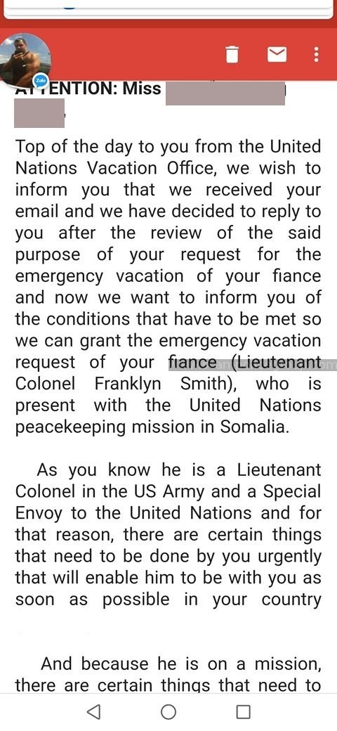 Romance Scam/Army Leave Scam/Phishing: FRANKLIN SMITH/DUSTIN FRANKLIN ...