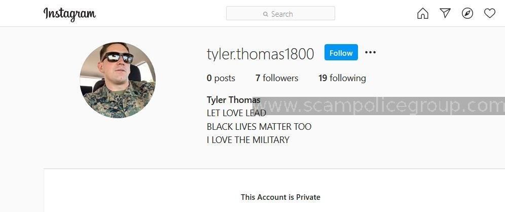 Romance Scam/Army Leave Scam/Phishing: TYLER THOMAS - Scampolice Group
